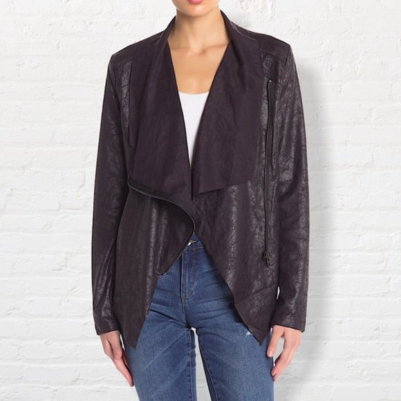 Vigoss | Jackets & Coats | Vigoss Black Asymmetrical Faux Suede Jacket | Poshmark